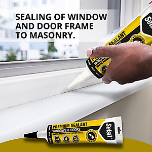 Selsil Siliconized Super Acrylic Latex Sealant, Indoor & Outdoor Paintable Caulk - Flexible, Weather & Moisture Resistant, White Caulking for Baseboards, Windows, Doors & More - 5.5 oz (160 ml)