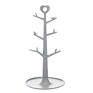 DNIEBW Tea Cup Rack Holder, 14.2 Inch Tabletop Mug Display Rack Tea Rack Cup Tree Holder, Coffee Mugs Rack with 6 Hooks for Kitchen Table Bar Countertop