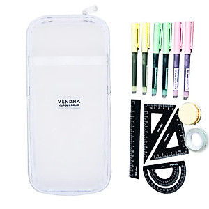 Grid Mesh Pen Pencil Case For Adults 2 Pack Cute Clear Pencil Pouch For Purse Small Transparent Marker Bag For Girls Aesthetic School Pen Organizer Bag Bulk