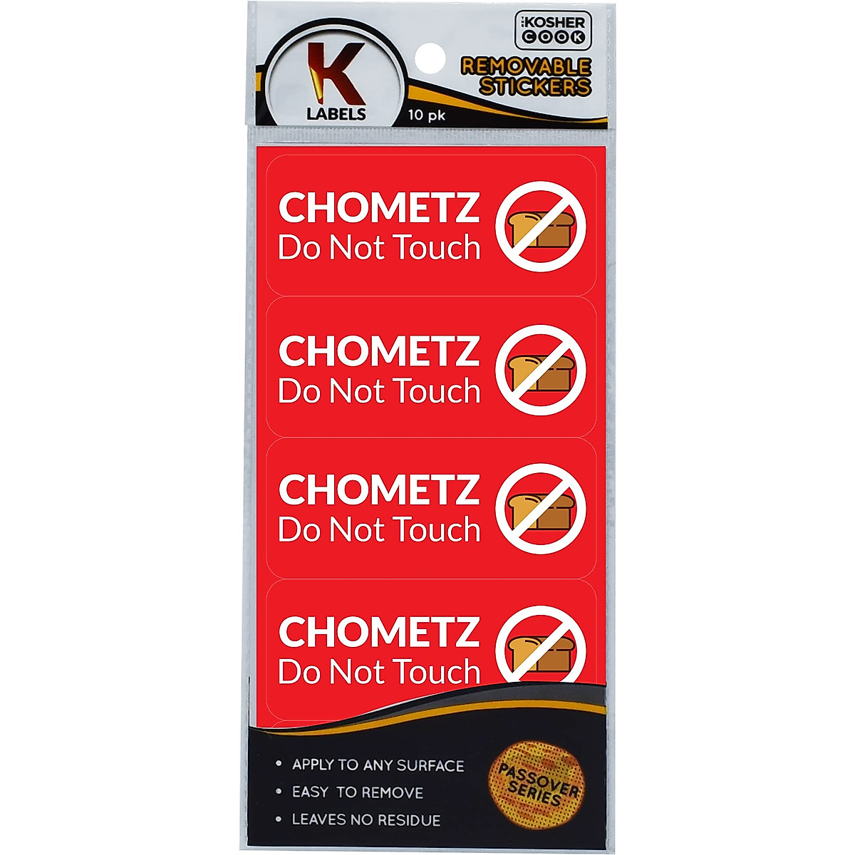 Passover Labels 10 Pack - Chametz Cabinet, Closet and Pantry Stickers - Pesach Seder and Kitchen Accessories by The Kosher Cook