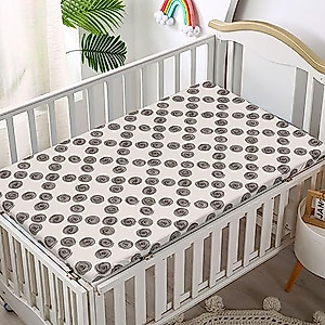 Doodle Themed Fitted Crib Sheet,Standard Crib Mattress Fitted Sheet Soft and Breathable Bed Sheets - Baby Crib Sheets for Girl or Boy,28“ x52“,Dark Taupe Pearl