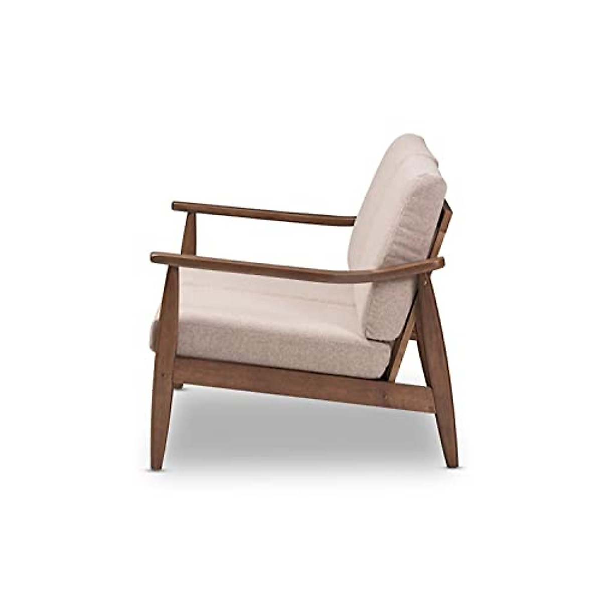 Baxton Studio Venza Mid-Century Modern Walnut Wood Light Brown Fabric Upholstered 2-Seater Loveseat