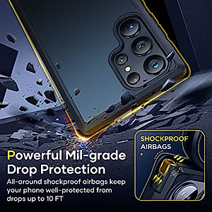 Humixx for Samsung Galaxy S23 Ultra Case, [10FT Mil-Grade Shockproof Protection] 2X Soft Screen Protector + 2X Lens Protector, Anti-Fingerprints Matt Finish Snugly fit Case for S23 Ultra 6.8", Black