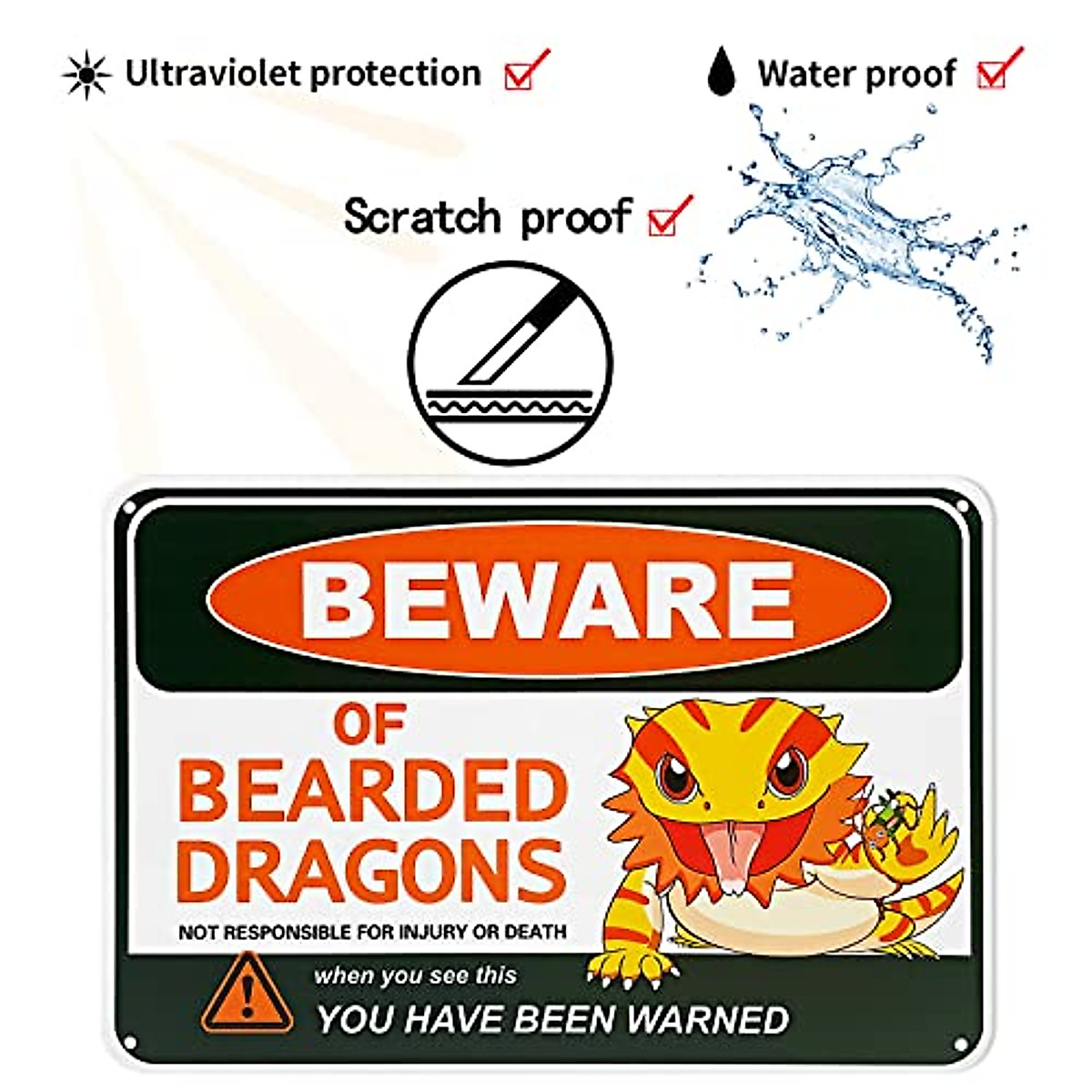 LSTAMOY Bearded Dragons Sign, Bearded Dragon Tank Accessories, Cute Bearded Dragon Decor for cage Bed Food Leash Costume Clothes Toys Gifts - 8 * 12inch-Aluminum