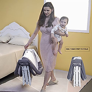 Pamo Babe 2in1 Bassinet Quick Foldable Travel Crib Portable Rocking Bassinet（Grey）