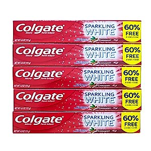 Colgate Cinnamint Fluoride Toothpaste with Cinnamon and Natural Mint Flavor, Deep Tooth and Gum Cleaning Gel with Gentle Whitening, Fights Cavities and Plaque, Kids and Adults, 5 Pack