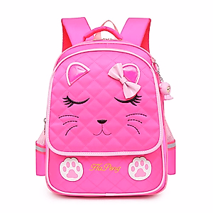 Waterproof Cat Face Waterproof Kids Backpack School Bookbag for Primary Girls Students Yookeyo