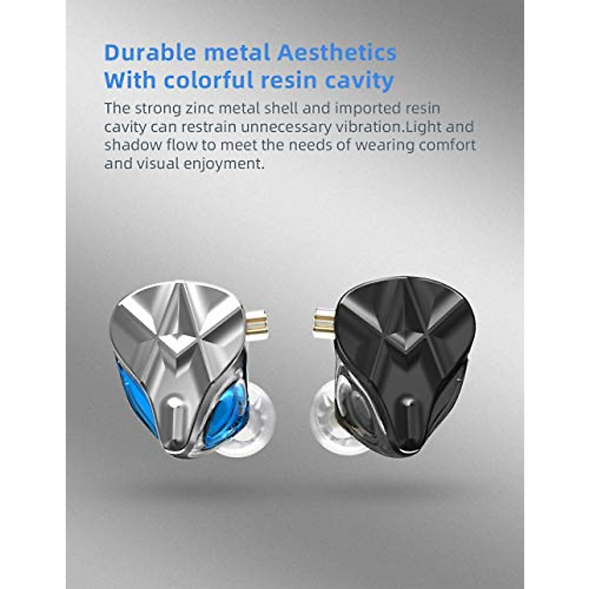 KZ ASF in-Ear Monitors, 5BA per Side HiFi Stereo Noise Isolating Sport IEM Wired Earphones/Earbuds/Headphones with Detachable Cable 2Pin 0.75mm (Without MIC, Silver&Blue)