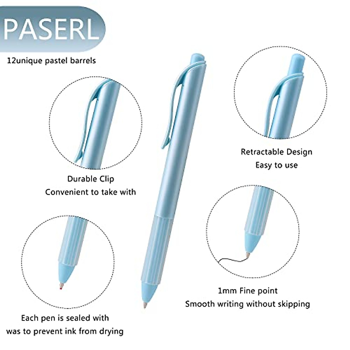 WY WENYUAN 12Pcs Cute Pens, Fine Point Smooth Writing Pens, Pastel Ballpoint Pens Bulk, Colorful Best Gift Pens, Black Ink 1.0 mm Journaling Pen, Pens Office Supplies for Women & Men, Note Taking