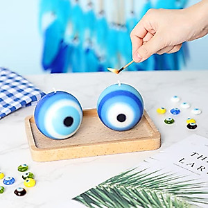 Huray Rayho Evil Eye Candle Gifts Set of 2 Evil Eye Decor Blue Ball Nazar Candle Handmade Scented Natural Soy Wax Hamsa Cute Candles Aesthetic Aromatherapy Air Freshener Home Office Gifts for Women