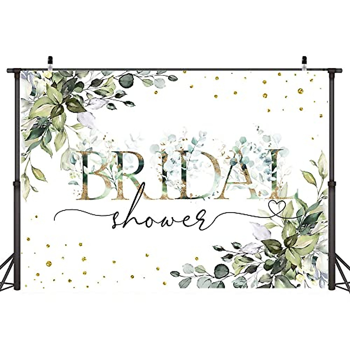 Ticuenicoa 7×5ft Bridal Shower Backdrop Green Leaves Golden Dots White Photography Background Decoration Miss to Mrs Wedding Bride to Be Engagement Photo Booth Props