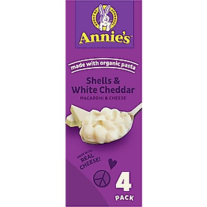 Annie’s White Cheddar Shells Macaroni & Cheese Dinner with Organic Pasta, 4 Ct, 6 OZ Boxes