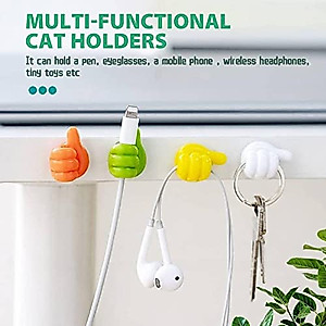TICHEROMU 32 Pcs Thumb Hooks Silicone Cable Clips Self Adhesive, Cable Holder, Cable Organiser, Creative Adhesive Thumb Cable Clip Key Hook Wall Hangers