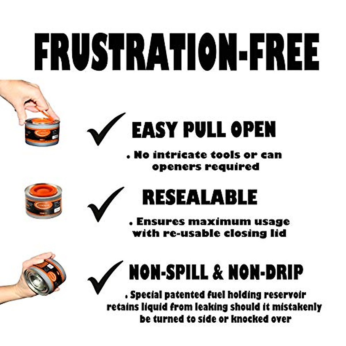 24 pc 6 Hour Liquid Cooking Chafing Dish Fuel Cans, Food Warmer Heat for Buffet Burners, Parties, Weddings, Banquets, Catering Events, Bulk, Easy to Open, Resealable Covers