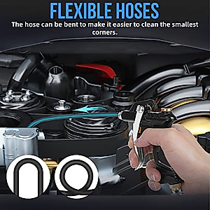 Air Compressor Accessories - Air Gun Blower - Air Blow Gun - Pneumatic Tools - Air Gun for Compressor - Air Guns with 2 Steel Air Extensions, Brass Adjustable Air Nozzles, and Universal Blowing Hoses