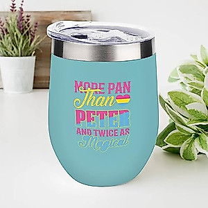 Mighun MORE PAN THAN PETER AND TWICE AS MAGICAL Wine Tumbler with Lid, Pansexual Bisexual LGBTQ Vacuum Coffee Tumbler, Gay Pride Stemless Insulated Wine Glasses Cup for Champaign, Cocktail, Beer