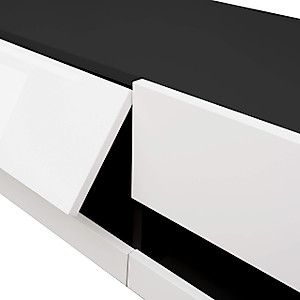 Knocbel Floating TV Shelf, LED Wall Mounted Media Console Cabinet Components Shelves Television Stand, Double Doors with Cable Holes, 110Lbs Weight Capacity, 70.9"L x 16.5"W x 11.8"H (White W/ Black)