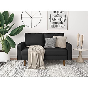 Kingway Furniture Aneley Faux Leather Living Room Loveseat in Black