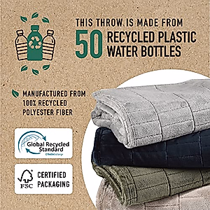 Life Comfort Cozy Textured Throw, 50"x60" 100% Recycled Fibers Eco-Friendly Super Soft Soft All Season Premium Comfort Blanket for Bed or Couch, Blue