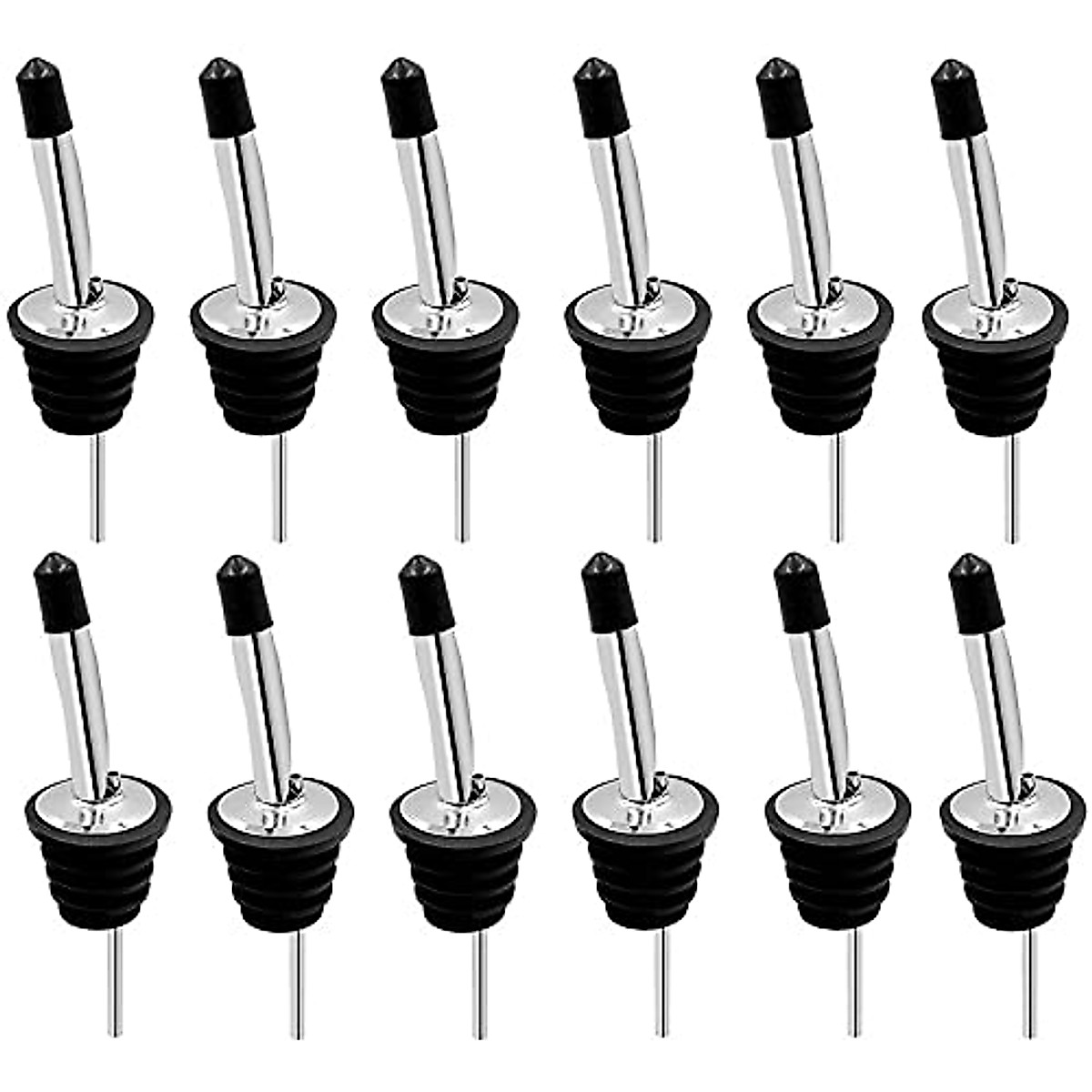 24 Pack Liquor Pour Spouts Set - Stainless Steel bottle spout and Liquor Pourers Dust Caps Covers