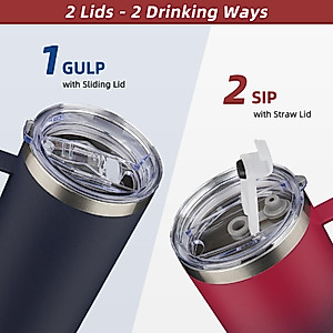 BJPKPK Insulated Coffee Mug with 2 Lids, 25oz Stainless Steel Insulated Tumbler with Handle, Double Wall Vacuum Coffee Cup, BPA Free Leak Proof Thermos for Travel & Home, Black