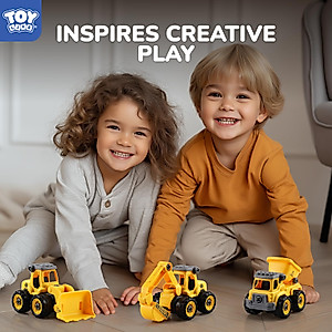 TOY Life Constructions Toys Vehicles Trucks Take Apart Toys Sandbox Toys Trucks Set Excavators Building Car Toys with Drills - Best Gifts Truck Toys for Boys Kids Toddlers 3 4 5 6 7 8 Years Old