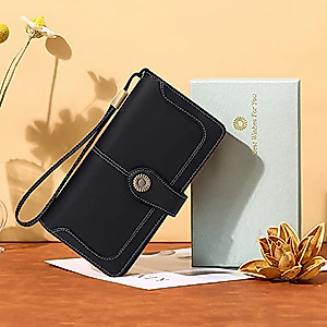 FALAN MULE Women's Wallet Genuine Leather RFID Blocking Large Capacity Trifold Ladies Wallet