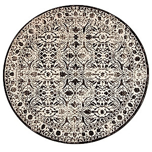 SAFAVIEH Brilliance Collection 6'7" Round Cream / Black BRL502C Vintage Oriental Area Rug