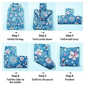 Weewooday 18 Pieces Foldable Reusable Shopping Bags Machine Washable Bags Waterproof Nylon Reusable Grocery Bags with Pouch Tote Bags (Classic Style)