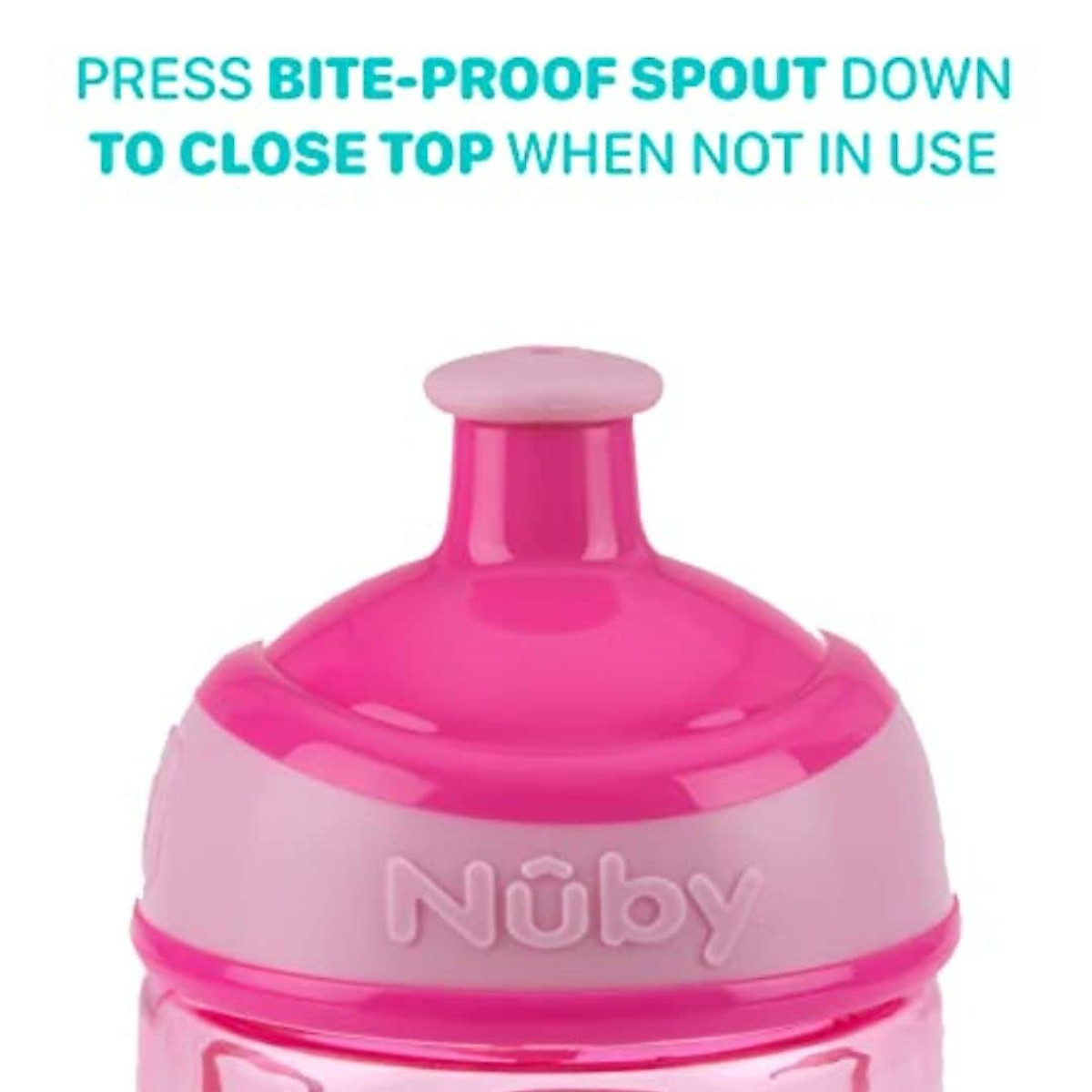 Nuby Printed Kids Pop Up Sipper Water Bottle, Colors May Vary, 1 Pack, 12 Oz., Multi