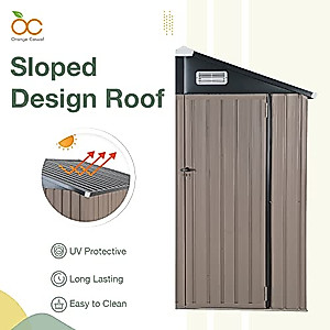 OC Orange-Casual 10 x 8 FT Outdoor Storage Shed, Metal Garden Tool Shed, Outside Sheds & Outdoor Storage Galvanized Steel with Lockable Door for Backyard, Patio, Lawn, Brown