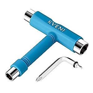 Skate Tool All-in-One, Multi-Function Portable Skateboard T Tools Accessory - with T-Type Allen Key and L-Type Phillips Head Wrench Screwdriver