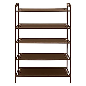 Gdrasuya10 5-Tier Bamboo Shoe Rack for Entryway, Stackable Shoes Rack Organizer Free Standing Shoe Shelf Storage Organizer for Hallway Closet Bedroom Living Room, Dark Brown