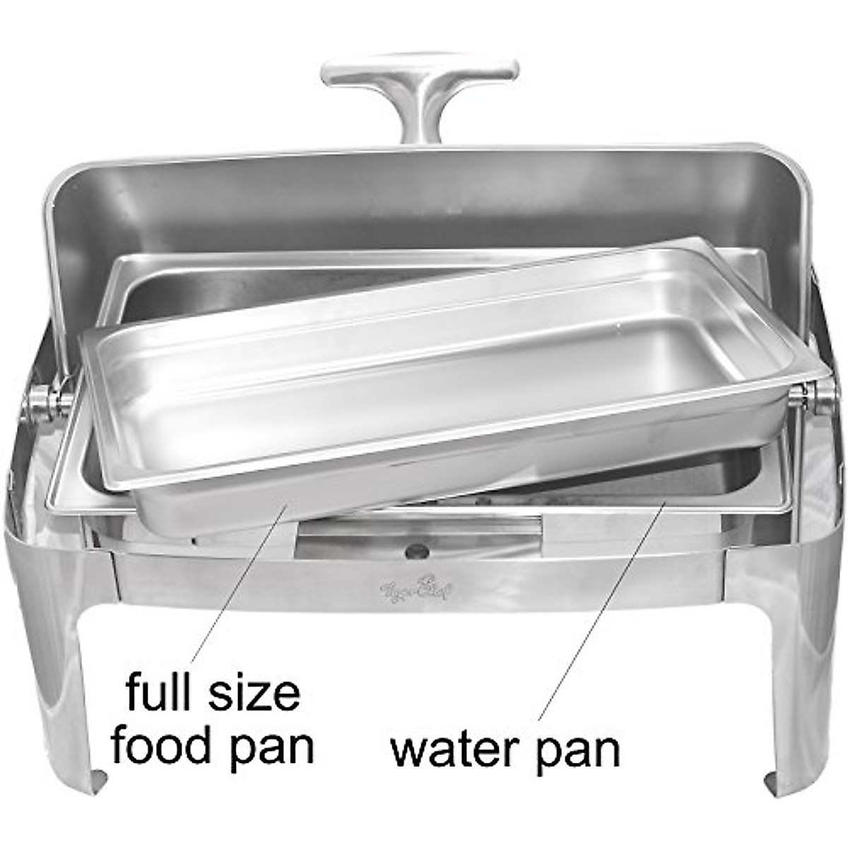 Tiger Chef Chafing Dish Buffet Set - Stainless Steel Chafer - Roll-Top Chaffing Dishes 8 Quart and Plastic Salad Tong - Chafer and Buffet Warmer Set
