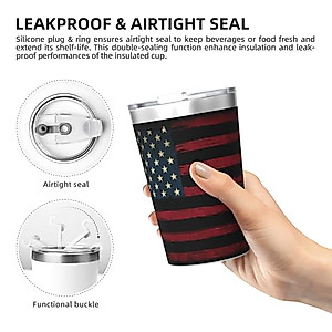 12oz Tumbler Vintage America America Flag 3 Stainless Steel Cup With Straw And Lid Spill Proof Bulk Double Wall Vacuum Reusable Water Tumblers For Cold Hot Drink