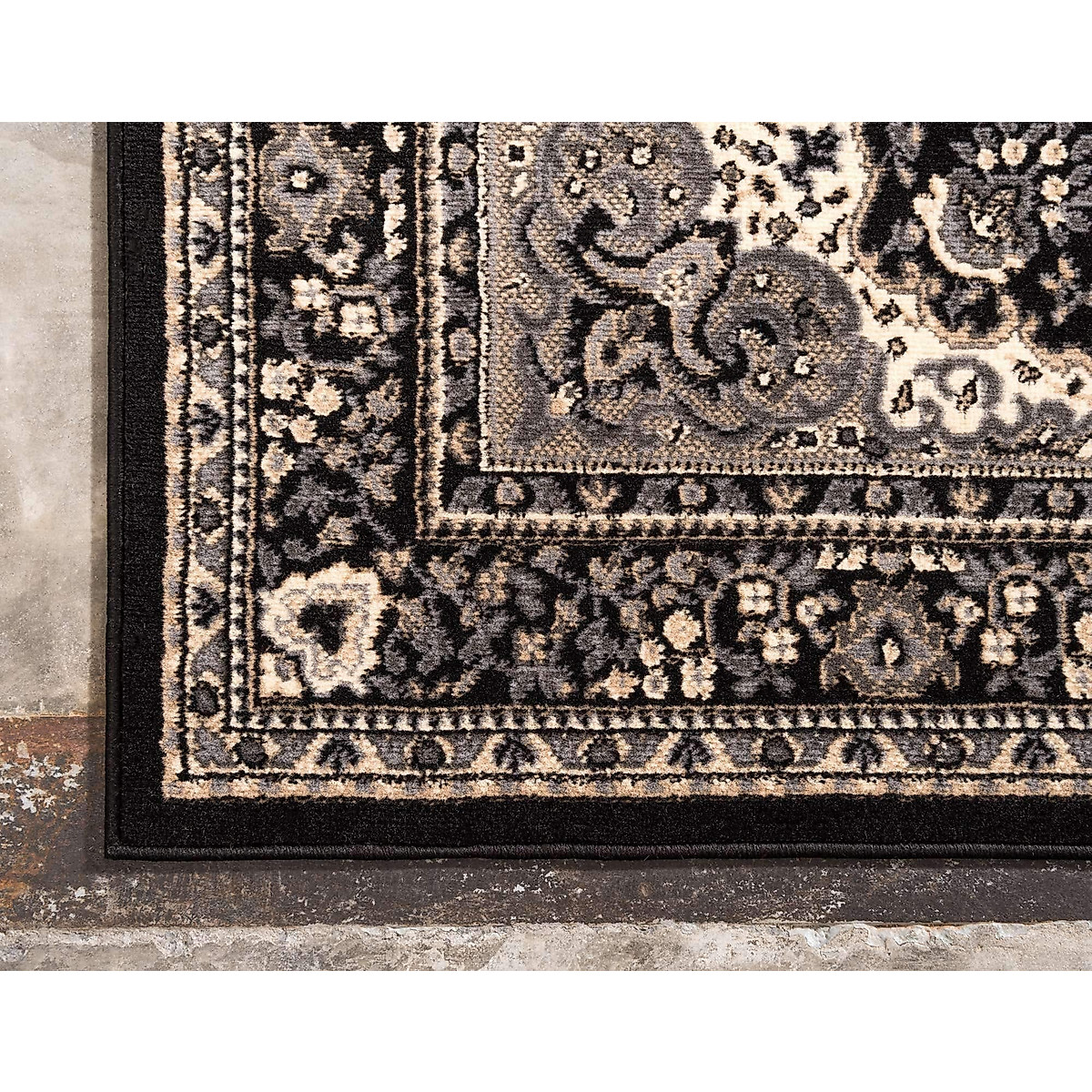 Unique Loom Reza Collection Traditional Persian Style Area Rug, 8 x 10 ft, Black/Beige