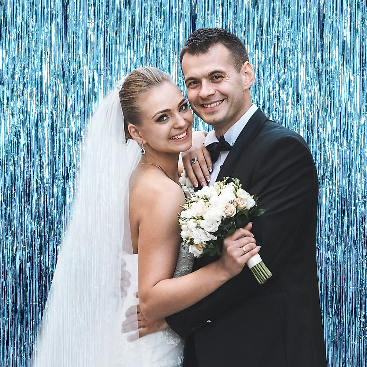 2 Pack Blue Streamers Party Decorations Blue Fringe Backdrop Ocean Themed Party Decorations Foil Curtain Backdrop Blue Birthday Decorations Ocean Party Decor Supplies