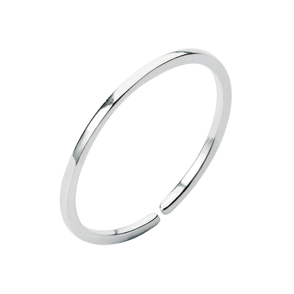 Minimalist 1mm Midi Thin Open Band Ring S925 Sterling Silver Adjustable Stacking Wedding Promise Rings for Women Men