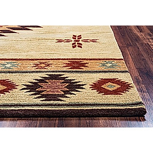 Rizzy Home Collection Wool Area Rug, 3' x 5', Khaki/Brown/Burgundy/Sage Southwest/Tribal