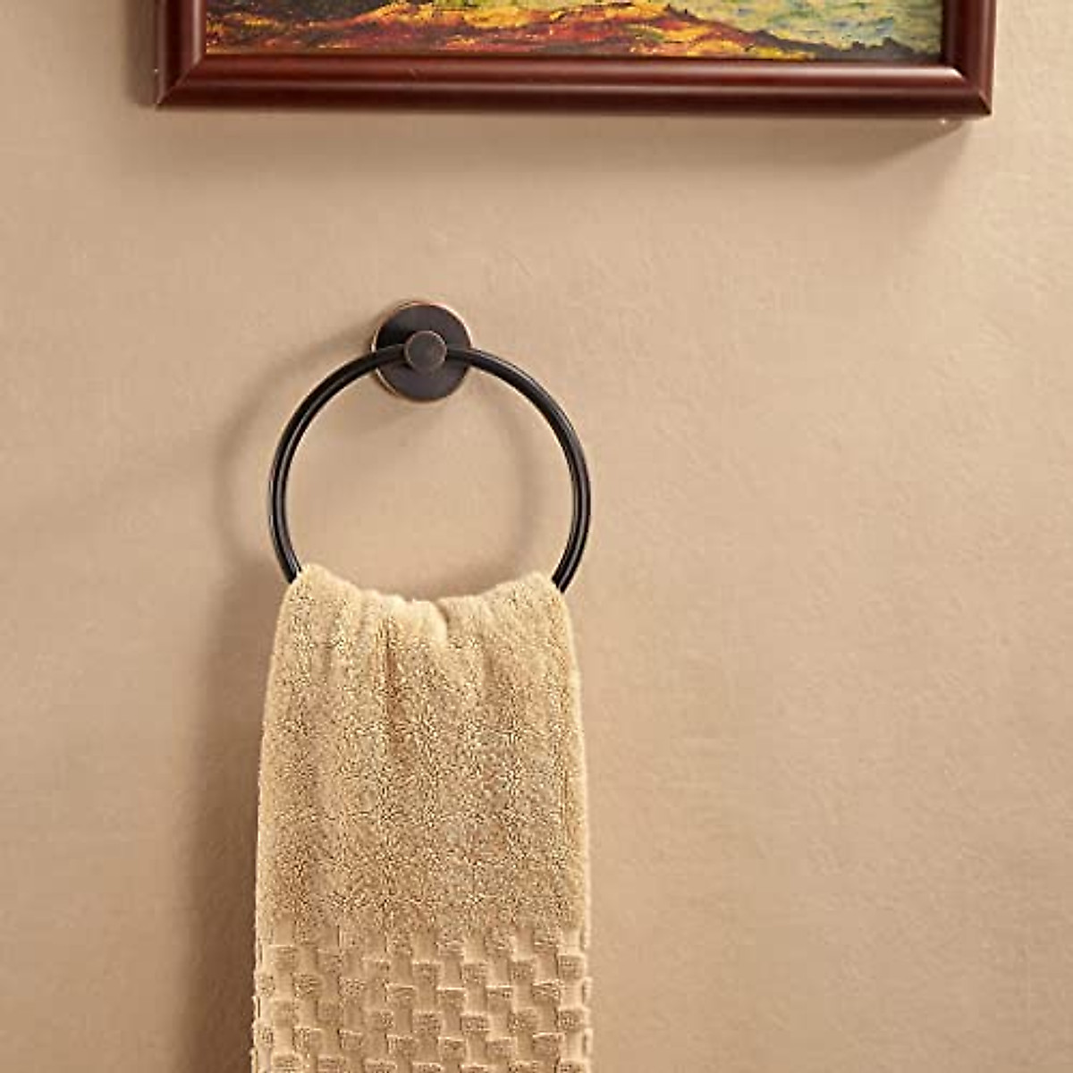 BigBig Home Bronze Towel Holder, Bathroom Towel Bar Oil Rubbed, Bath Towel Ring Wall Mounted Rustic Farmhouse Towel Rack ORB Towel Holder