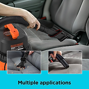 BLACK+DECKER Shop Vacuum Wet and Dry, 3 Gallon 3.0 Peak HP, 3-in-1 Portable Shop Vacuum with Accessories, Vacuum Cleaner for Home, Pet and Car(BDXV18910P-3)