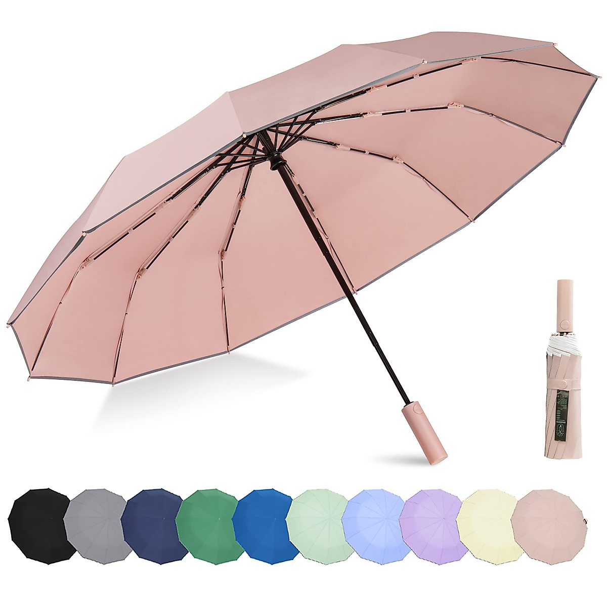 BAODINI Umbrella for Rain Windproof Travel Compact Automatic Folding Umbrella for Men-Women's Big Umbrella for Car Backpack