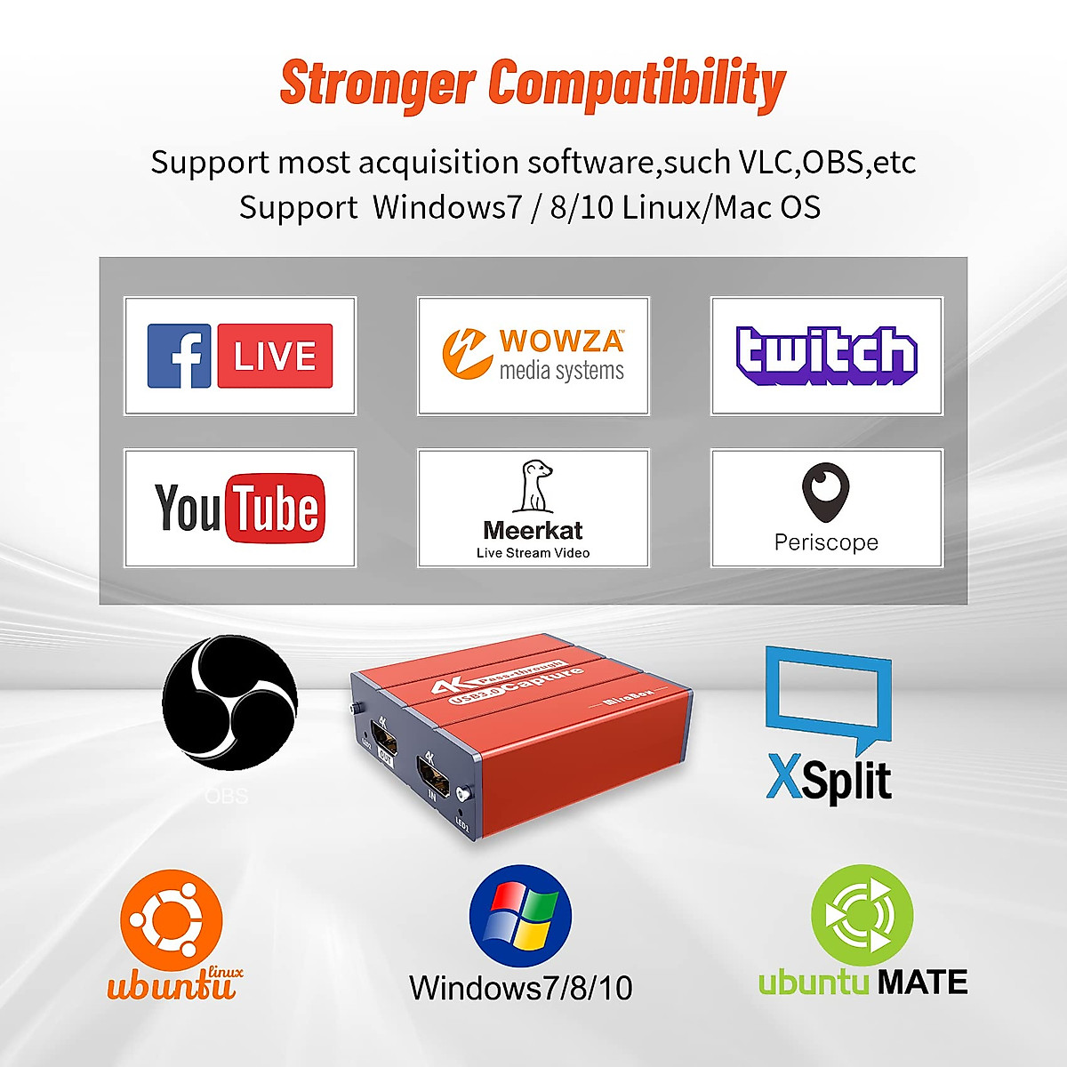 Mirabox USB3.0 4K HDMI Video Capture Card, 1080P 60FPS HD Game Capture Device Cam Link with HDMI Passthrough Work with Xbox PS5 PS4 Switch DSLR for OBS Twitch Live Streaming and Recording (Orange)