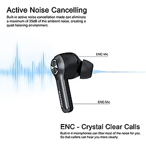 Tonstep ANC Earbuds, Wireless Earbuds Bluetooth 5.3, Noise Cancelling in-Ear Headphones with ENC Microphone and UVnano Wireless Charging Case, 38H Playtime, IPX6 Waterproof Stereo Earphones(Grey)