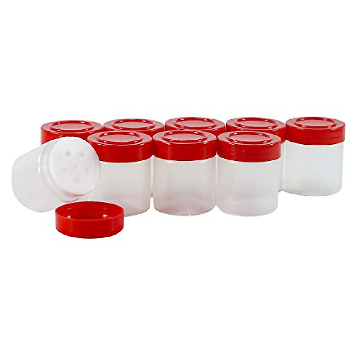 Pinnacle Mercantile 9 Pack 1oz Mini Plastic Spice Jars Bottles Containers with Sifter and Cap