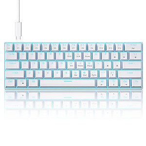 CMUNBBB 60 Percent Mechanical Gaming Keyboard, White Gaming Keyboard with Red