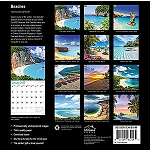 MICASA Beaches 2023 Hangable Monthly Wall Calendar | 12" x 24" Open | Thick & Sturdy Paper | Giftable | Beautiful Tropical Scenic Vacation Nature Photography