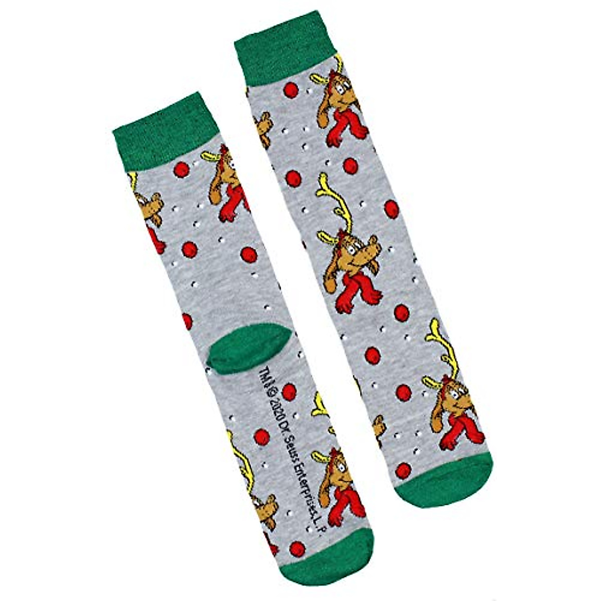Dr Seuss The Grinch Character Design Adult Holiday 3 Pair Crew Socks