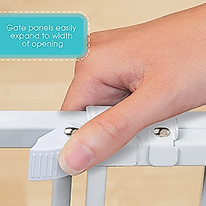 Summer Infant Top of Stairs Simple to Secure Metal Baby Gate, White Metal Finish – 30” Tall, Fits Openings up to 29” to 42” Wide, Baby and Pet Gate for Doorways and Stairways