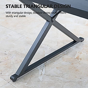 Ulax furniture Rectangle Outdoor Patio Dining Table - 55 x 28 Inches Steel Frame Table with Umbrella Hole for Garden, Lawn, Deck